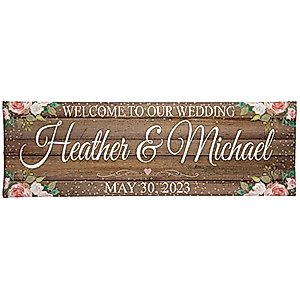 Let's Make Memories Personalized Rustic Floral Celebration Banner - Farmhouse Style - 6ft - Brown