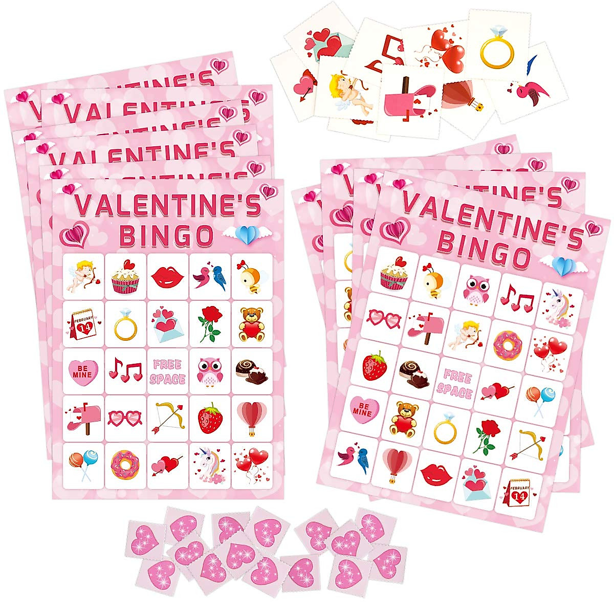 Valentine's Day Bingo Game for Kids 24 Players Valentine Party Game