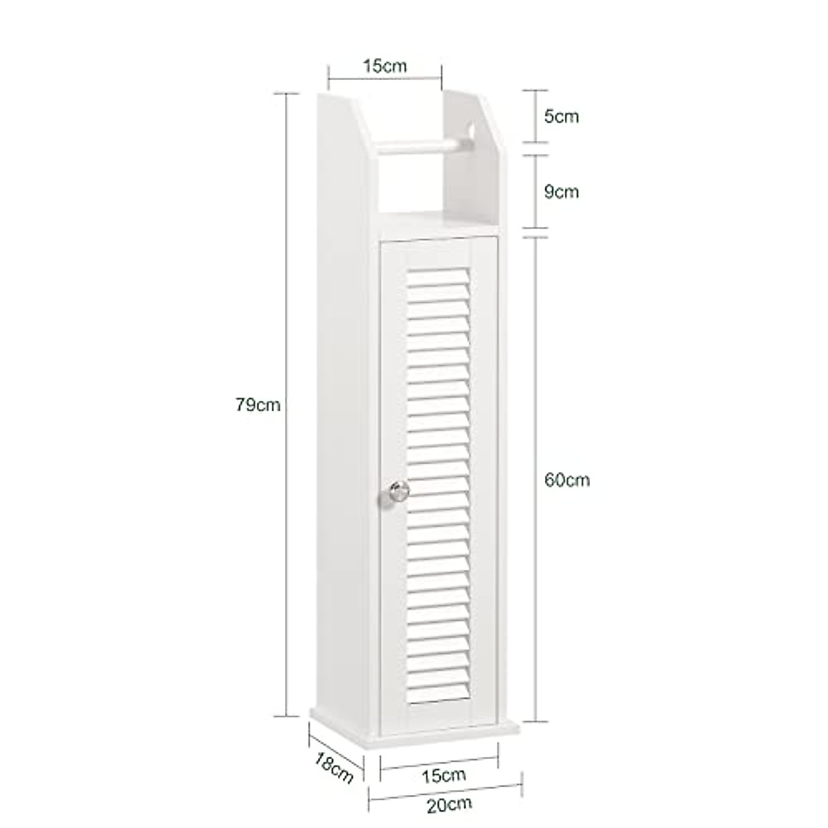 Haotian BZR49-W, White Free Standing Bathroom Toilet Paper Roll Holder, Storage Cabinet Holder, Organizer for Bath Toilet