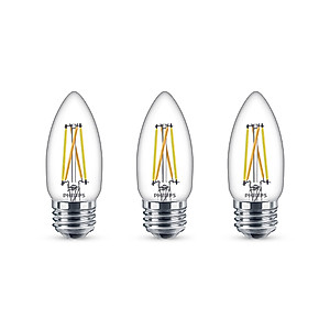 Philips LED Clear Non-Dimmable B11 Light Bulb - Pack of 3 - EyeComfort Flicker Free - 3.3W = 40W, 300 Lumen - Soft White (2700K) - E26 Base - Indoor