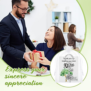 Landical 50 Sets Team Appreciation Gifts Tree Keychains Thank You Card Organza Bag Good Luck Keychain for Employee Coworker