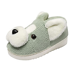 Girls Boys Home Slippers Warm Dog House Slippers for Toddler Winter Indoor Outdoor Shoes Fuzzy Warm Slipper (Mint Green, 5.5-6 Years)