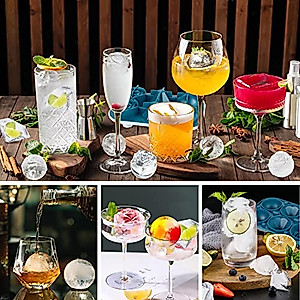 Ice Cube Tray, Mikiwon 2.2 inch Silicone Large Ice Ball Maker,Ice Rose Maker,Ice Diamond Maker With Covers,Large Ice Cube Molds for Whiskey, Cocktails and Homemade, Keep Drinks Chilled,BPA Free