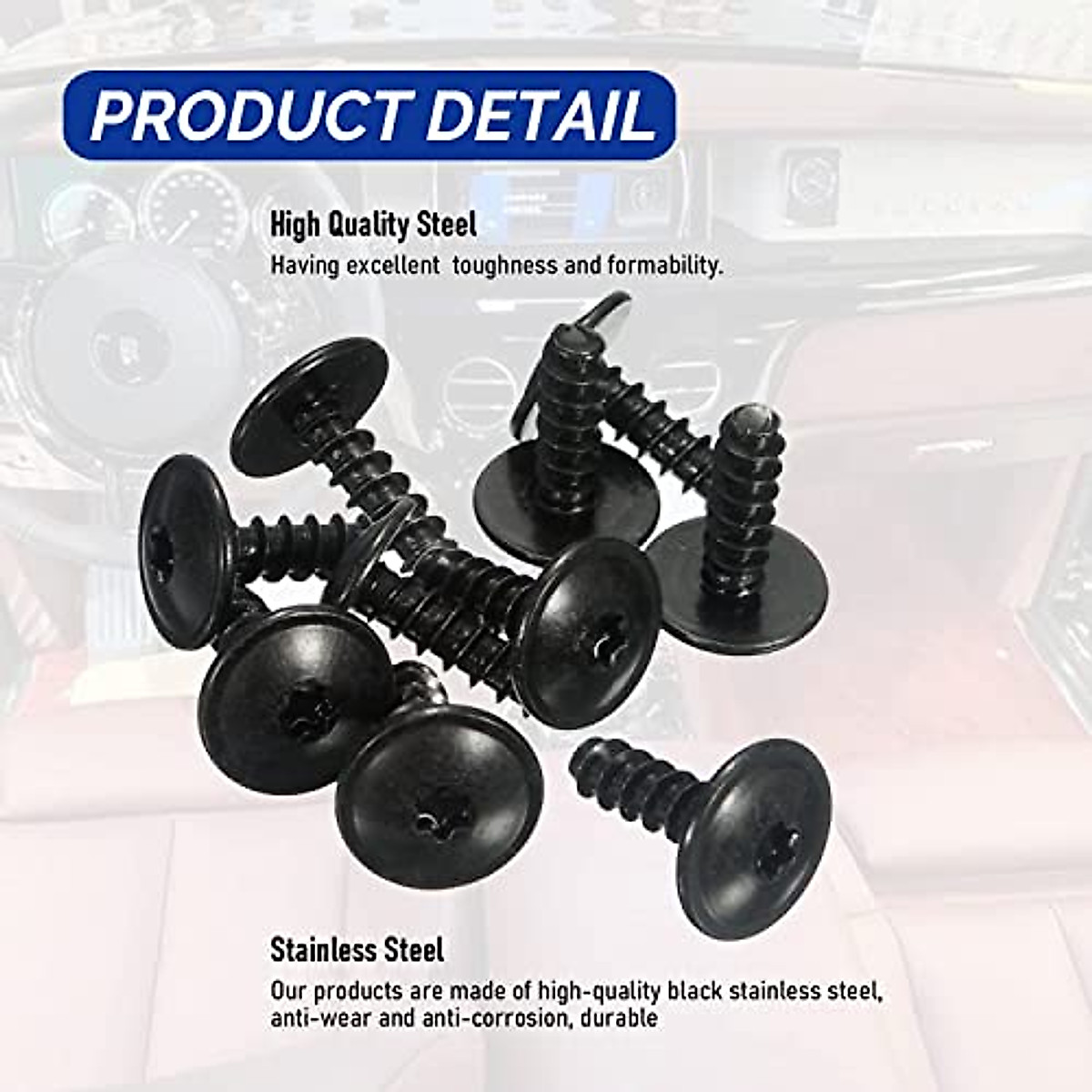 10pcs Screw Bolt Retainer Fender Liner Under Cover - Screw Truss Head Bumper Splash Guard Fender Liner Splash Shield Bumper Cover Self Tapping Compatible with N90974701 Volkswagon,Audi,Porsche