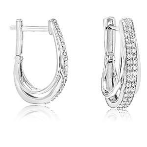 Vir Jewels 1/4 cttw Diamond Hoop Earrings .925 Sterling Silver 60 Stones Dangle 3/4 Inch