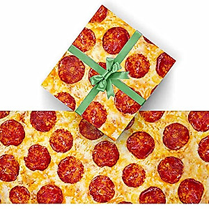 InterestPrint Birthday Gift Wrap Wrapping Paper for Boys, Girls, Adults Pepperoni Pizza,1 Roll
