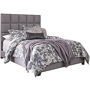 Signature Design by Ashley Dolante Modern Upholstered Square Tufted Platform Bed, Queen, Gray