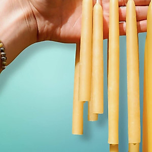 Candlestock Half Inch Beeswax Taper Candle Bundle - 2 Pairs of 1/2" All Natural USA Beeswax Taper Candles (Natural Beeswax, 6 Inch)