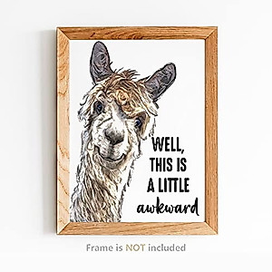 Funny Bathroom Decor Wall Art Cute Cow Llama Donkey Sheep Animal Artwork Inspirational Farmhouse Home Wall Decor Pictures Prints for Bathroom Restroom Nursery Kids Boy Room ,(4PCS, 8"x10", Unframed)