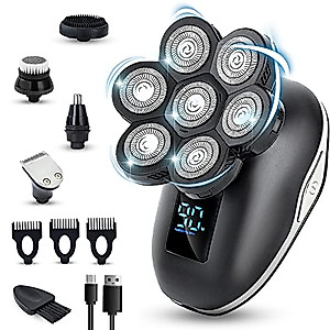 Electric Head Shavers for Men, Bald Head Shavers for Men, Head Shavers for Bald Men, Head Razor for Bald Men,Head Shaver with Nose Hair Sideburns Trimmer, LED,Travle Lock (Black)