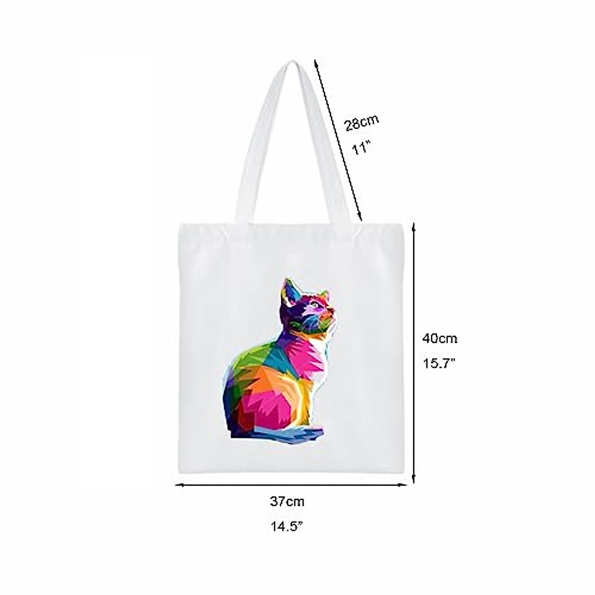 Canvas Tote Bag, Cute Cat Shopping Bag, Reusable Grocery Bag for Travel School Daily Shopping Outdoor, 13.78 X 15.75 Inch