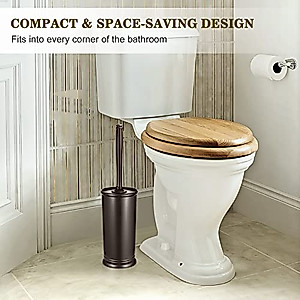 Toilet Bowl Brush Holder Set: Bathroom Deep Cleaning Toilet Scrubber Rim Cleaner with Caddy for Restroom Rv - Hidden Modern Elegant Toilet Clean Decorative Accessories - Bronze