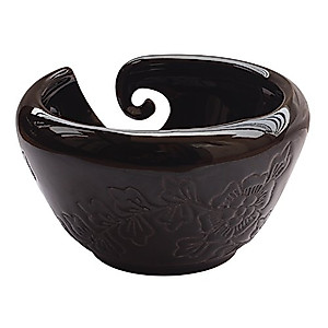 ABHANDICRAFTS - Ceramic Yarn Bowl for Knitting, Crochet for Moms - Black Pottery Storage Bowl Perfect for Moms and Grandmothers.