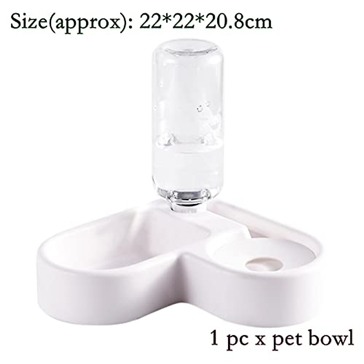 Bibabala Automatic Pet Feeder and Water Dispenser, 2 in 1 Feeder Bowl with Water Bottle Detachable, Fit for Small Dogs and Cats Kitten Puppy Rabbit Bunny(White)