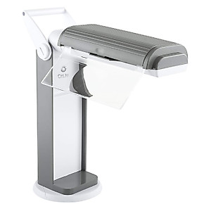 OttLite 13 Watt Magnifier Task Lamp with 2X Magnification and Swivel Base, Dark Gray
