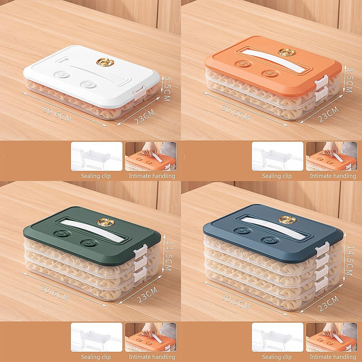 3 4 Layer Storage Box Food Containers Holder With Lid Refrigerator Froze Dumpling Storage Box