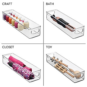 iDesign Fridge Plastic Storage Organizer Bin with Handles, Clear Container for Food, Drinks, Produce, Pantry Organization, 16" x 4" x 3", Clear