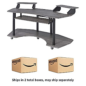 Acme Furniture Eleazar Music Recording Studio Desk, Black Oak