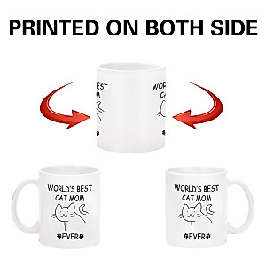 Cat Mom Gifts Worlds Best Cat Mom Ever Mug - Cat Lover Gifts for Women - Birthday Gifts for Cat Lovers for Women - Cat Gifts for Cat Lovers - Mothers Day Gifts for Cat Mom - 11Oz Cat Mom Coffee Mug