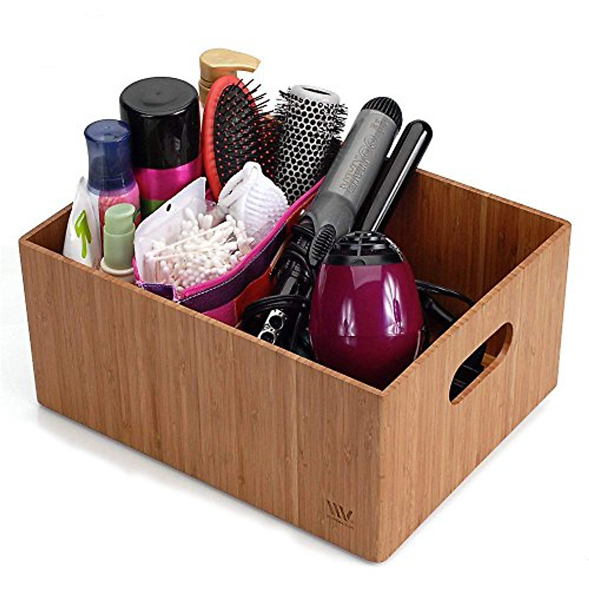 MobileVision Bamboo Storage Box, 14”x11”x 6.5”, Durable Bin w/Handles, Stackable - For Toys Bedding Clothes Baby Essentials Arts & Crafts Closet & Office Shelf