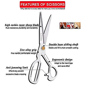 10" Sewing Scissors,Heavy Duty Tailor Scissors Shears for Fabric,Leather,Raw Materials,Dressingmaking,Altering-Professional Upholstery Shears for Dressmakers Students Office Crafting