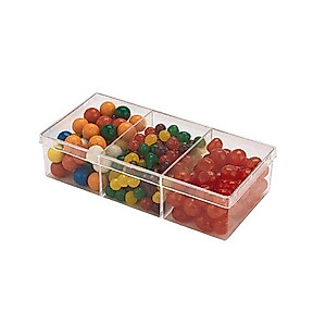 Pioneer Plastics 182C Clear Rectangular Plastic Container with Dividers, 6.75" W x 3.1875" D x 1.625" H
