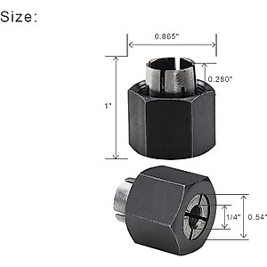 Thaekuns 2 piece Router Collet Kit 1/4" and 1/2" fits for Dewalt 326286-04, 326286-03, Bosch 2610906283, 2610906284, Hitachi 323-293, 323-421,Big Horn 19691,19693&RC025DW,RC050DW