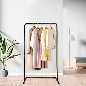 Fishat Black Lightweight Standard Rod Simple Rolling Clothes Rack, 15"D x 48"W x 58"H Metal Clothes Organizer for Dorm Bedroom Home Balcony