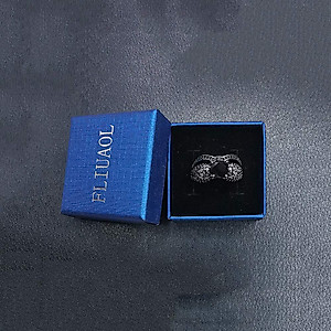 Gothic jewelry Skull Rings Halloween Punk Engagement Black Rings for Women Vampire Accessories Christmas Gifts (Round-Black, 8)