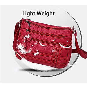 AIRUI Women Crossbody Bag, PU Leather Pocketbooks Multi Pocket Lightweight Shoulder Purse Messenger Bag - Black…