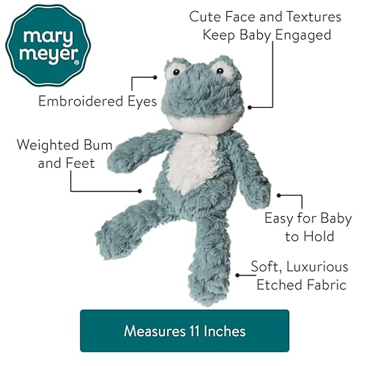 Mary Meyer Putty Nursery Stuffed Animal Soft Toy, 11-Inches, Slate Blue Frog