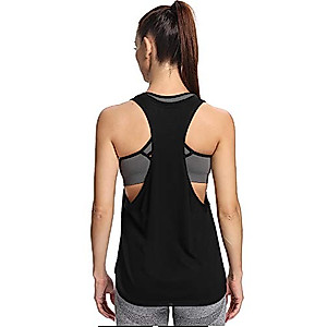 Ullnoy Workout Tank Tops for Women Running Muscle Tanks Sleeveless Loose Fit Gym Yoga Sport Shirts-5 Pack Black/White/Dark Gray/Army/Blue M