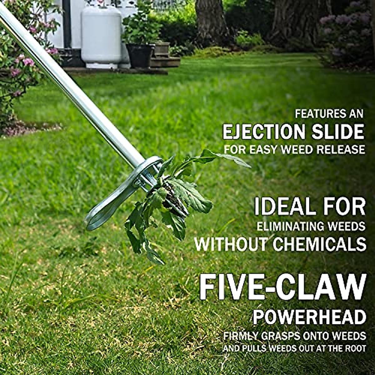 Worth Garden 34 Inch Long Handle 5 Claws Comfort Foam Grip Anti-Rust Steel Easily Grabber Picker Weeder Root Without Bending Manual Grandpas Weeder Puller Tool Garden Stand-up Weeding Tool