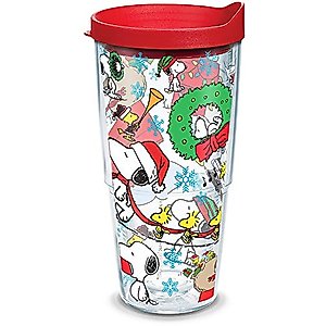 Tervis Peanuts Christmas Collage Made in USA Double Walled Insulated Tumbler Cup Keeps Drinks Cold & Hot, 24oz, Classic