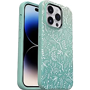 OtterBox Symmetry Series+ Antimicrobial Case with Magsafe for iPhone 14 Pro (Only) - Non-Retail Packaging - Feathers and Ferns (Green)