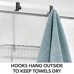 mDesign Extra Large Metal Over Shower Door Caddy, Hanging Bathroom Storage Organizer Center with Built-in Hooks and Baskets on 3 Levels for Shampoo, Body Wash, Loofahs - Black