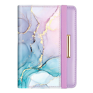 Passport Holder Cover,Traveling Passport Case Cute Passport Wallet for Women,Gradient Marble