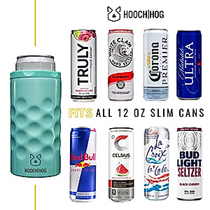 Hooch|Hog Slim Can Cooler Stainless Steel for 12 oz. Skinny Cans | 3x Insulated Beer Can Holder for Michelob Ultra, White Claw, Truly & Redbull (Florida Keys)