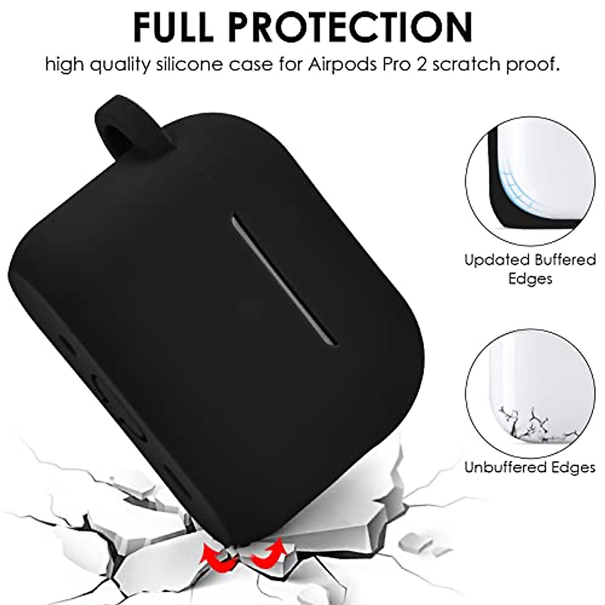 Filoto Airpod Pro 2 Case, Cute Airpods Pro 2 Cover for Women Girls, Silicone Protective Airpods Pro 2 Case with Bling Bracelet Keychain (Bling Black)