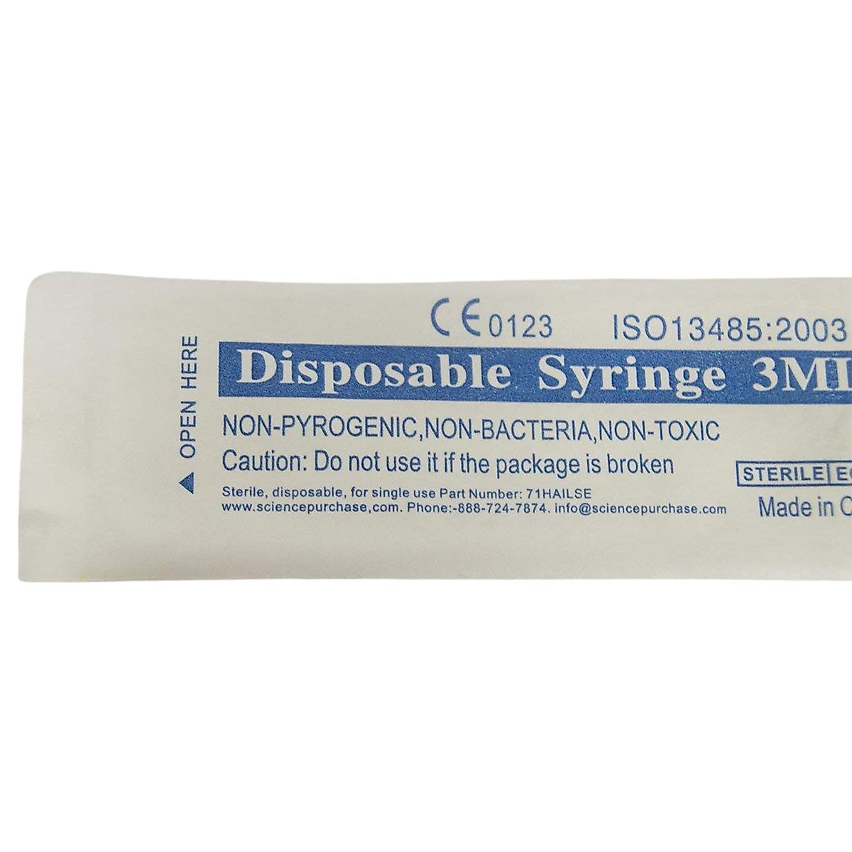 Science Purchase Disposable Luer-Slip Tip 3mL Syringe, Sterile without Needle, 100 Count