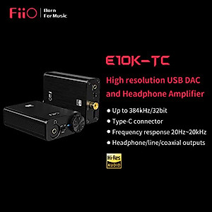 FiiO Headphone Amps Portable DAC USB Type-C coaxial 384kHz/32bit (E10K-TC Black)