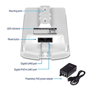 TRENDnet 14 DBI WiFi AC867 Outdoor Poe Preconfigured Point-to-Point Bridge Kit, 4 DBI Directional Antennas, for Point-to-Point WiFi Bridging Applications, 5GHz, AC867, TEW-840APBO2K (Renewed)
