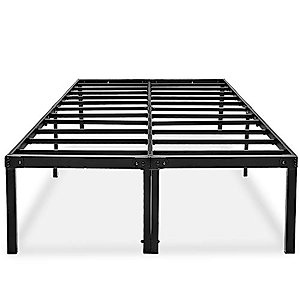 HAAGEEP 18 Inch Queen Bed Frame No Box Spring Needed High Platform Bedframes with Storage Size Black Metal