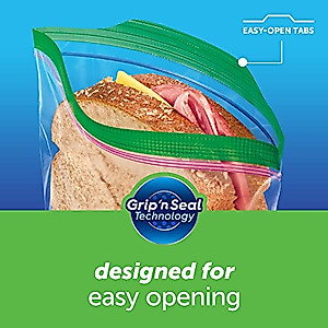 Ziploc XL Sandwich and Snack Bags with EasyGuide Texture, Plastic Storage Bags with Grip 'n Seal Technology, 90 Bags Total