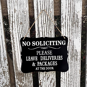 WaaHome Please Leave Deliveries and Packages At The Door Sign, No Soliciting Sign for House Home Door Business, 6''x8''
