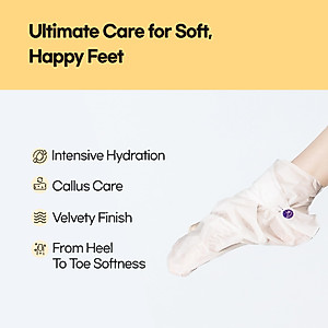 Epielle Hydrating Foot Masks (Socks 6pk) for foot cracked and dry heel to toe and callus Spa Masks - Shea butter + Jojoba Oil + Vitamin E Moisturize