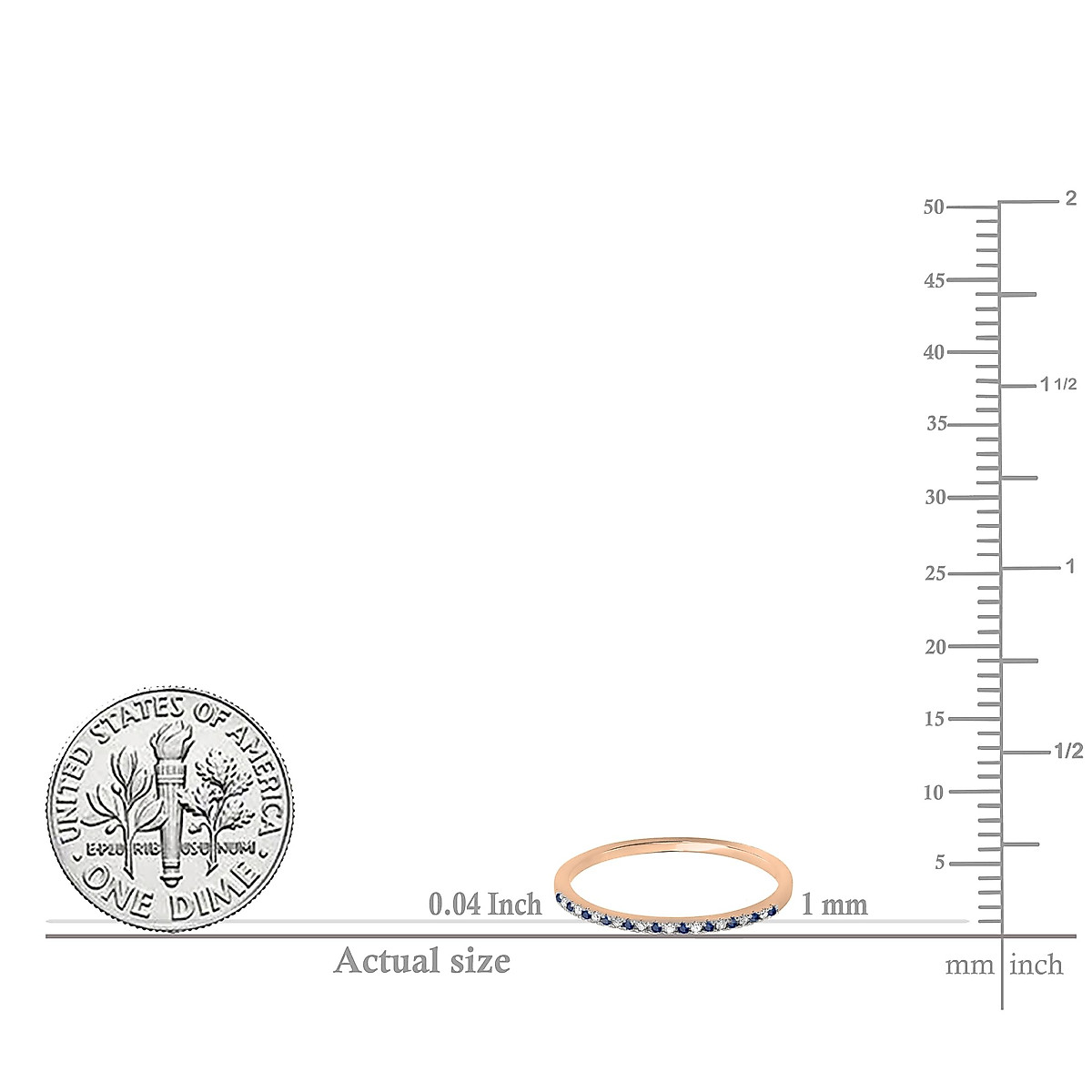 Dazzlingrock Collection Round Blue Sapphire & White Diamond Stackable Band for Women in 14K Rose Gold, Size 7