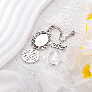 ARHTF 2025 Graduate Memorial Photo Charm Tassel Memorial Charm Class of 2025 Graduation 2025 DIY in Memory Mortarboard Decoration for Cap and Gown Ceremony Charms (silver)