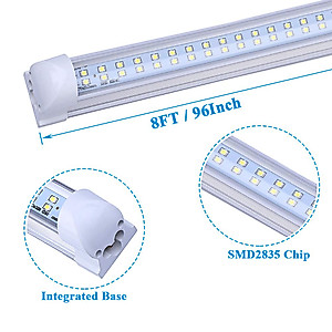 8FT LED Shop Light Fixture, T8 Integrated Tube Light Fixture, 72W, 8640LM, 6000K, High Output, Brighter White, 8 foot Linkable LED Tube Light for Garage, Warehouse (4-Pack)