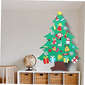 FONDOTIN 1 Set Felt Christmas Tree Christmas Decor Wall Hanging Decor Felt Xmas Tree Set Felt Christmas Ornaments Toddler Christmas Tree Xmas Wall Decoration Felt Decor Tree